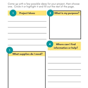 Student Project Planner, Project Planner for Kids, Project Planning ...