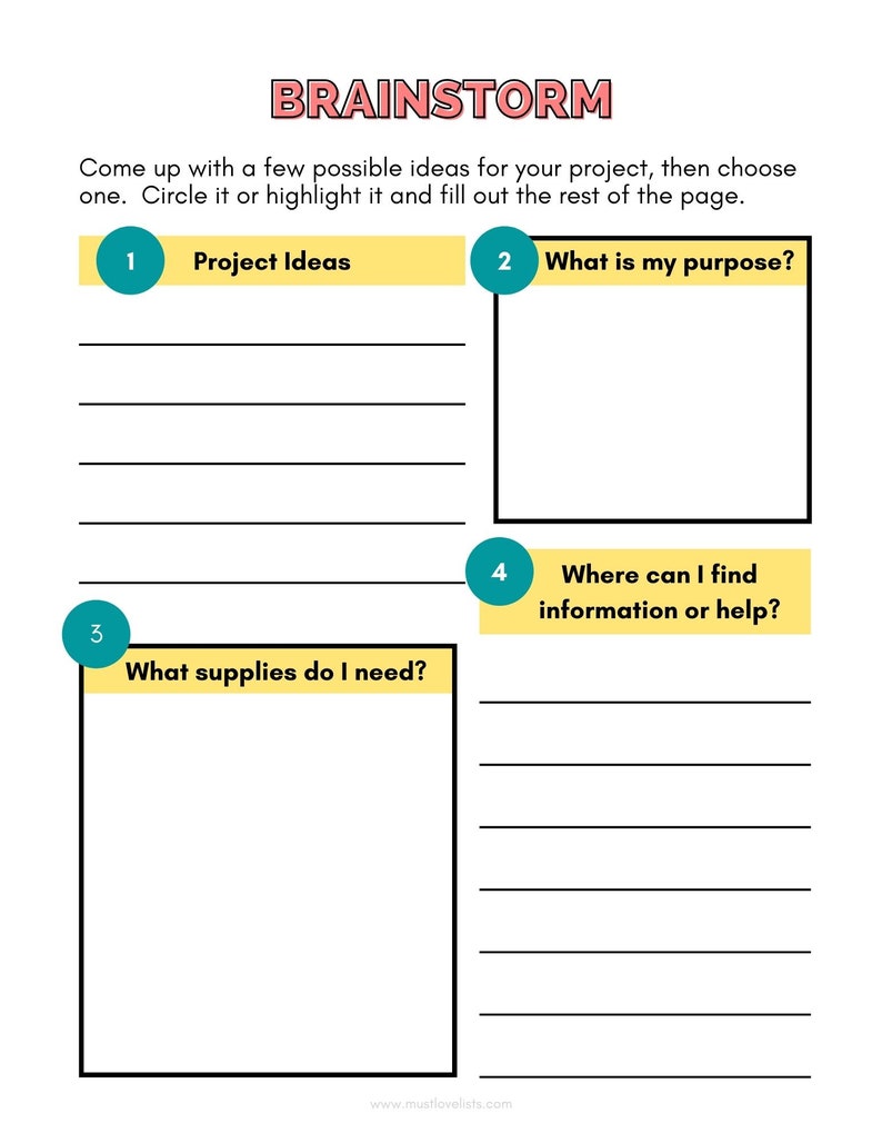 Student Project Planner, Project Planner for Kids, Project Planning ...