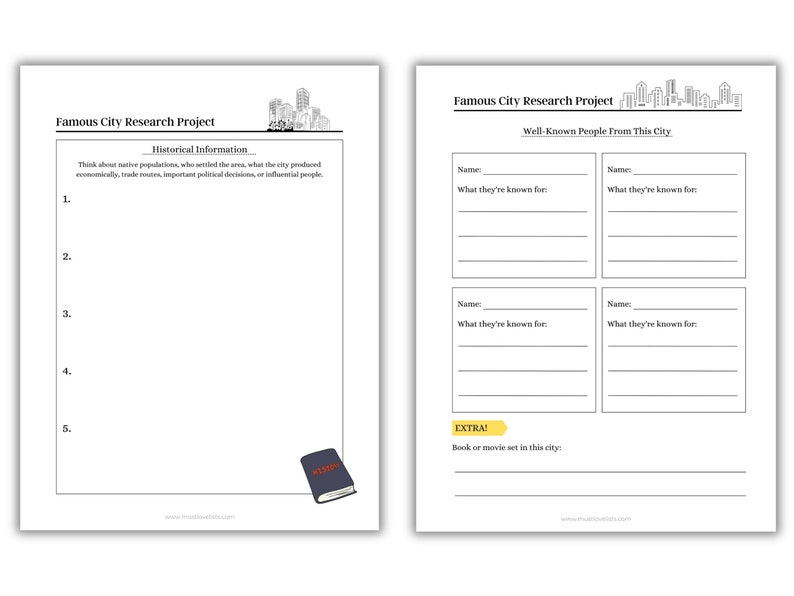 Famous City Research Project: Homeschool Unit Study (PDF Download) - Etsy