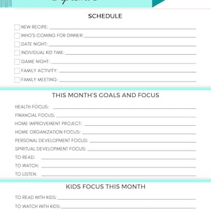 Monthly Focus Lists | Goal List | Monthly Schedule | Monthly Activities ...