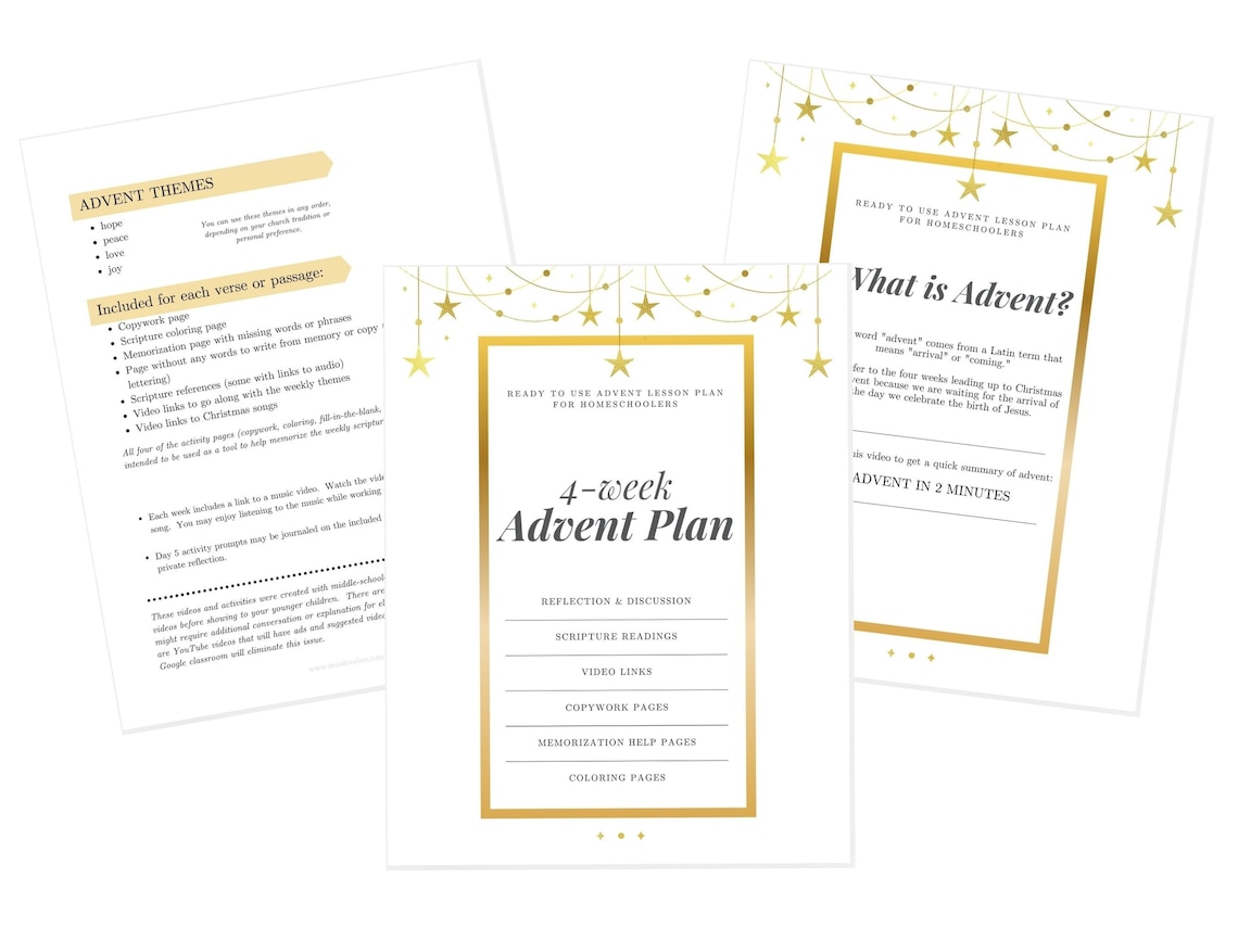 Advent Activity Pack for Middle Grades, Homeschool Advent Unit Study ...