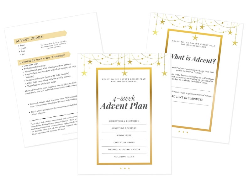Advent Activity Pack for Middle Grades, Homeschool Advent Unit Study ...