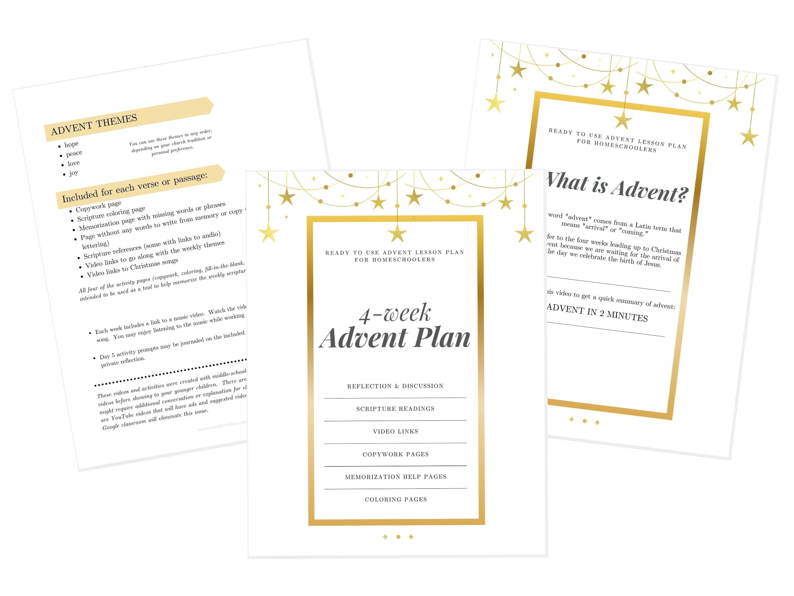 Advent Activity Pack for Middle Grades, Homeschool Advent Unit Study ...