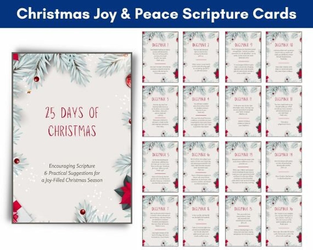 Christmas Countdown Scripture Cards, Christmas Joy and Peace Bible ...