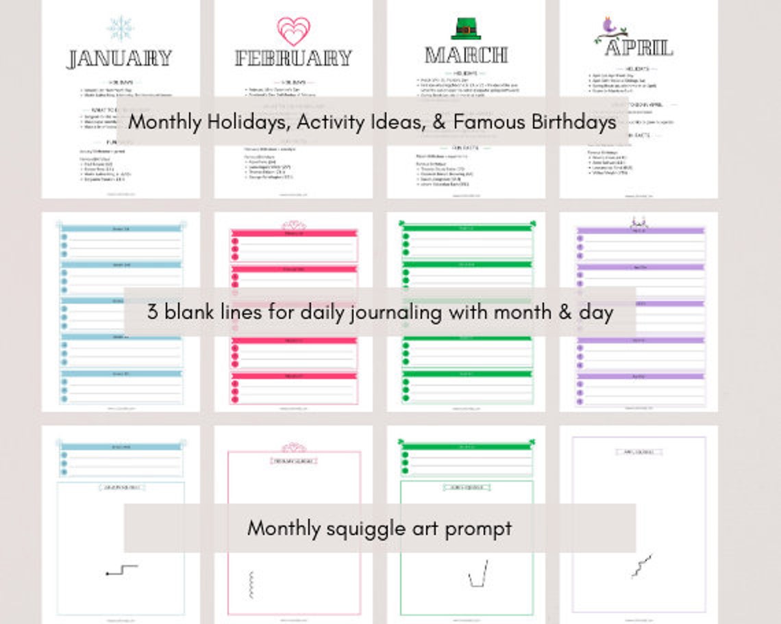 Colorful Daily Journal Pages Daily 3 Journal Daily 3 - Etsy