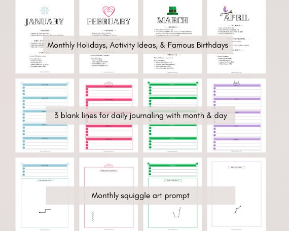 Colorful Daily Journal Pages | Daily 3 Journal | Daily 3 Priorities - Etsy