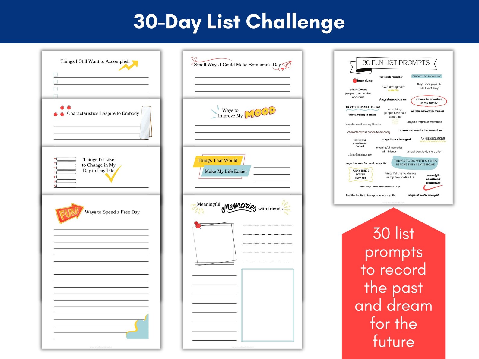 30-day List Challenge: Fun Daily Journal Prompts (PDF) - Etsy
