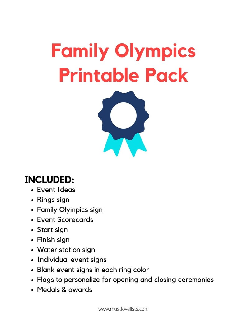Family Olympics Printable Game Pack, Outdoor Family Activity, Family ...