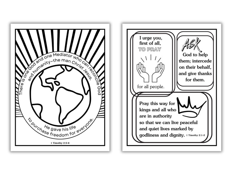 1 Timothy Scripture Coloring Pages: Sunday School Activities - Etsy