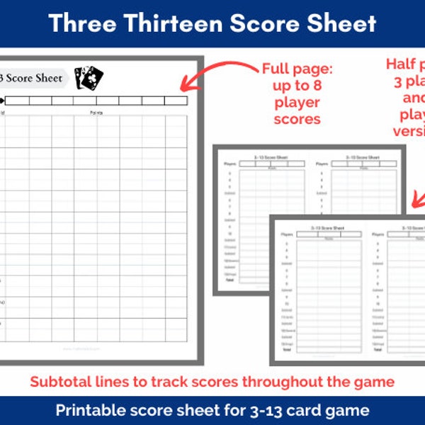 Thirteen Score Sheet Etsy Ireland Thirteen Score Sheet Etsy Ireland