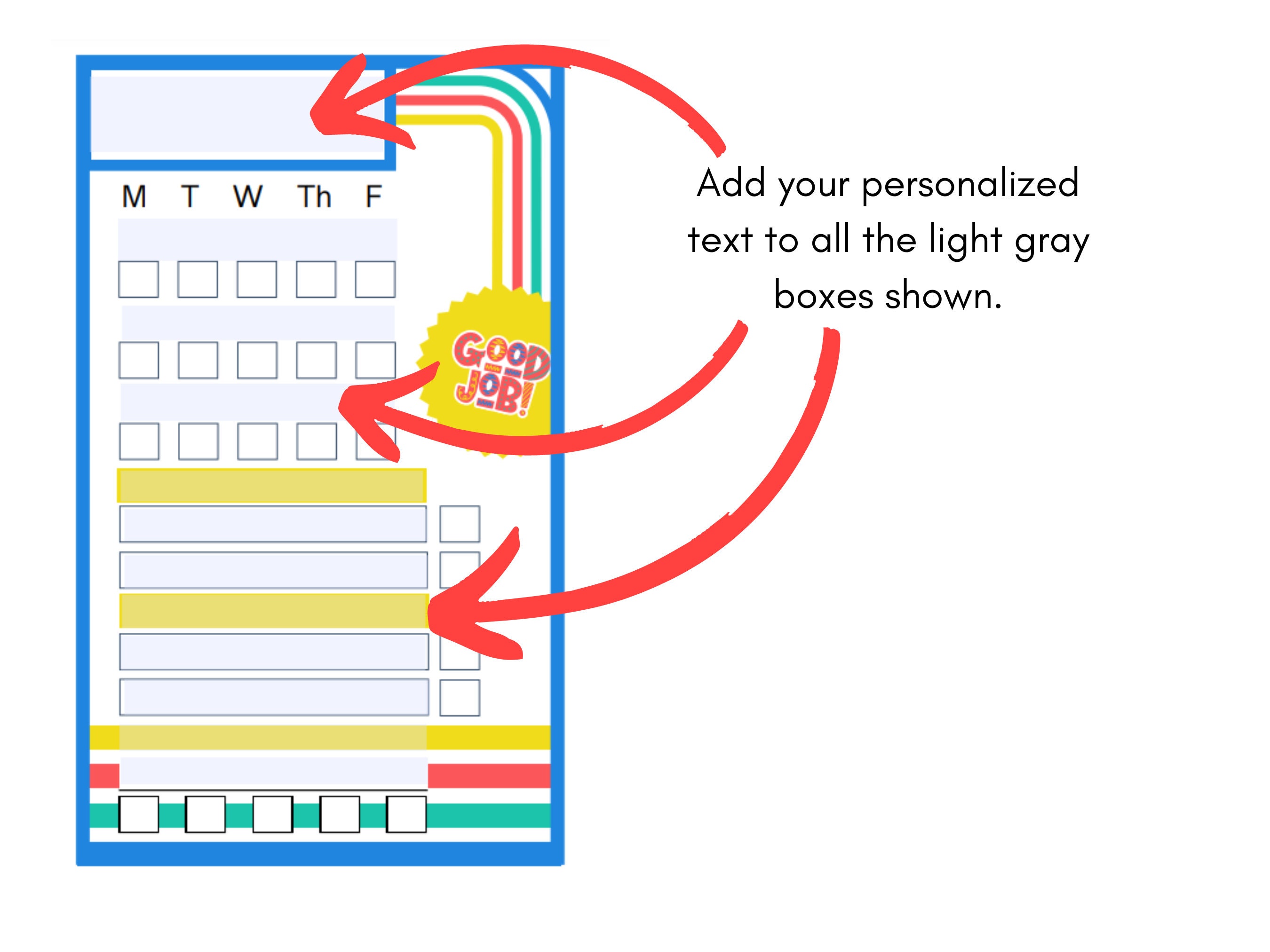 Editable Bright Cheerful Chore Chart, Simple Task Reminder Chart, Kids ...