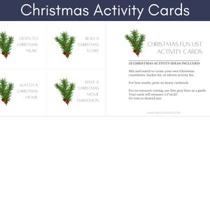 Christmas Fun List | Christmas Activity Cards | Advent Activities - Etsy