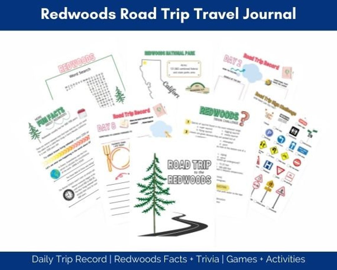 Redwoods Road Trip Journal: Kids Travel Activity (PDF Pattern) - Etsy
