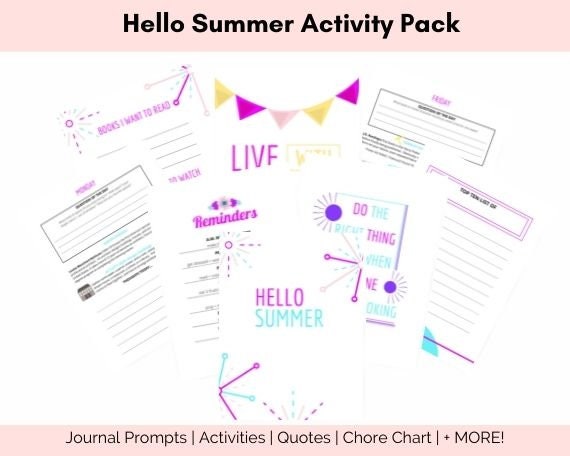 Summer Kids Activity Pack Summer Printable Binder for Girls - Etsy
