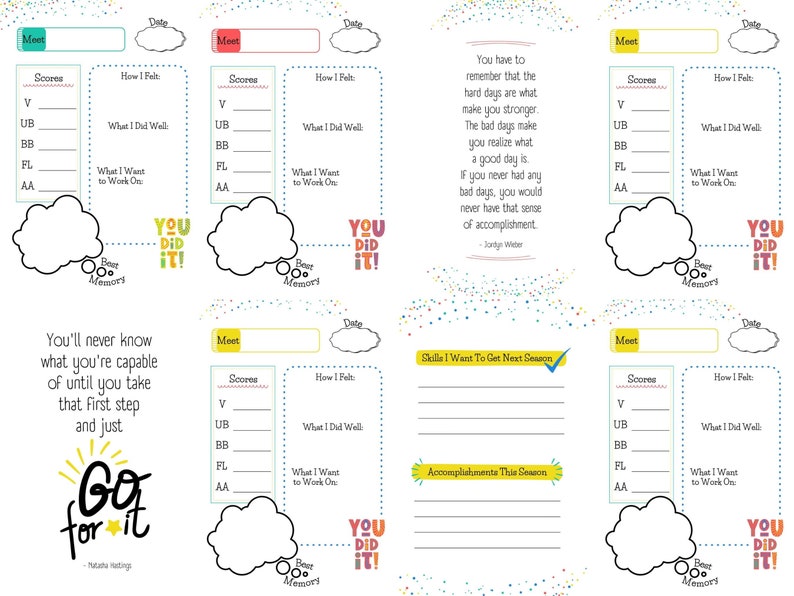 Gymnastics Meet Tracker, Printable Gymnastics Journal, Gymnast Gift - Etsy