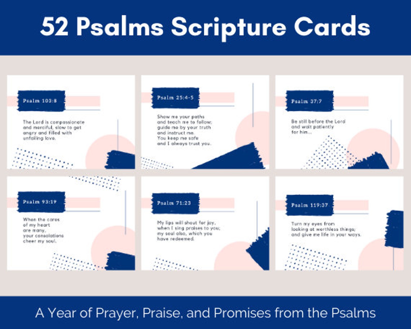 52 Scriptures From Psalms, Encouraging Scripture Cards, Weekly Bible ...