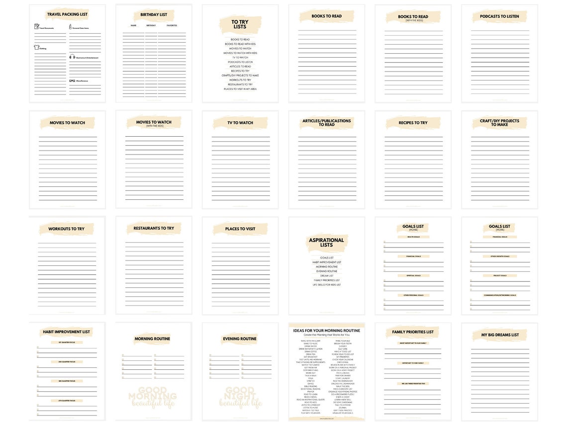 Ultimate Organizing List Pack, Household Lists, Favorites Lists, To-do ...
