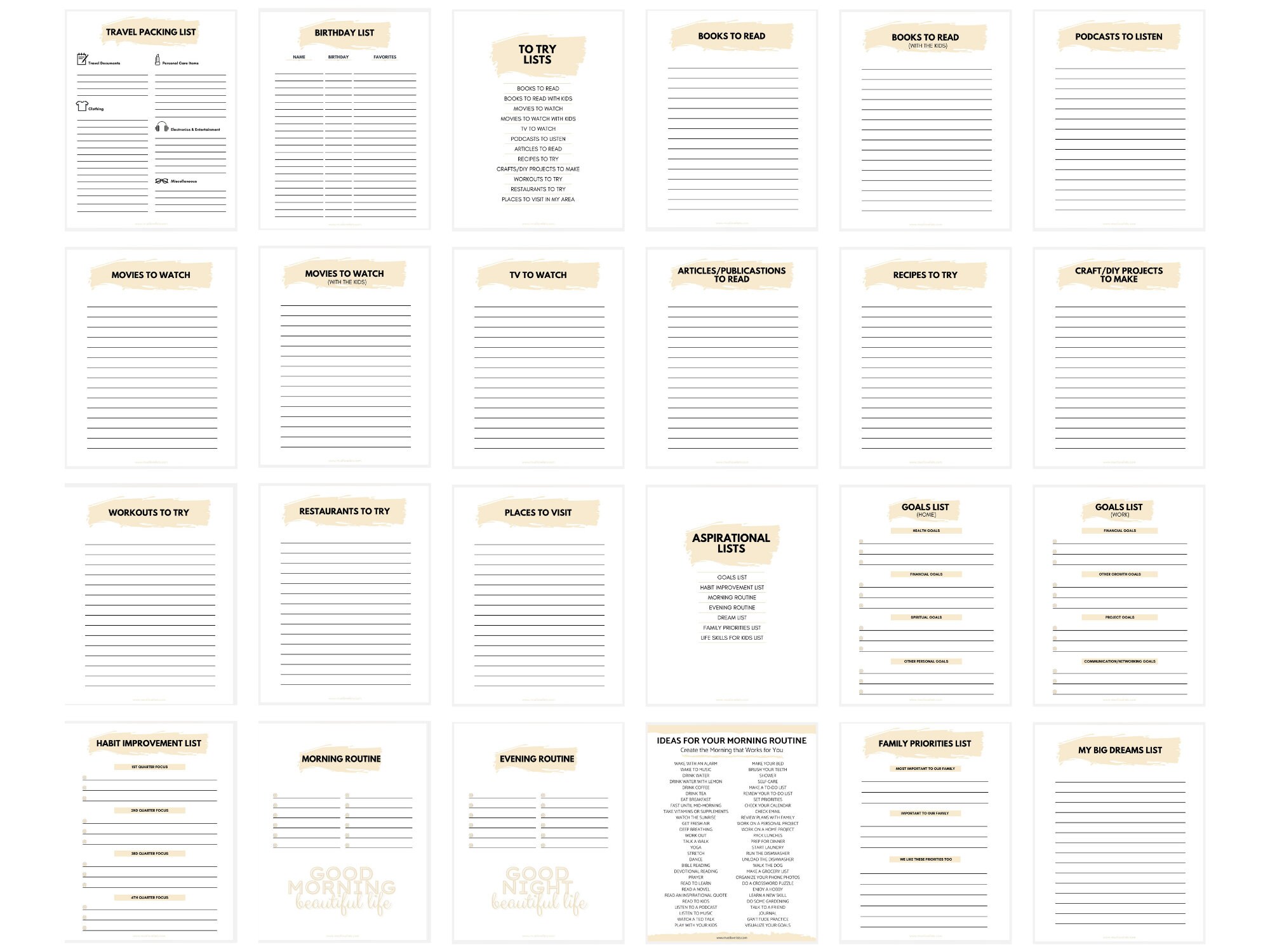 Ultimate Organizing List Pack, Household Lists, Favorites Lists, To-do ...