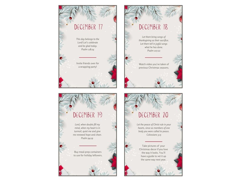 Christmas Countdown Scripture Cards, Christmas Joy and Peace Bible ...