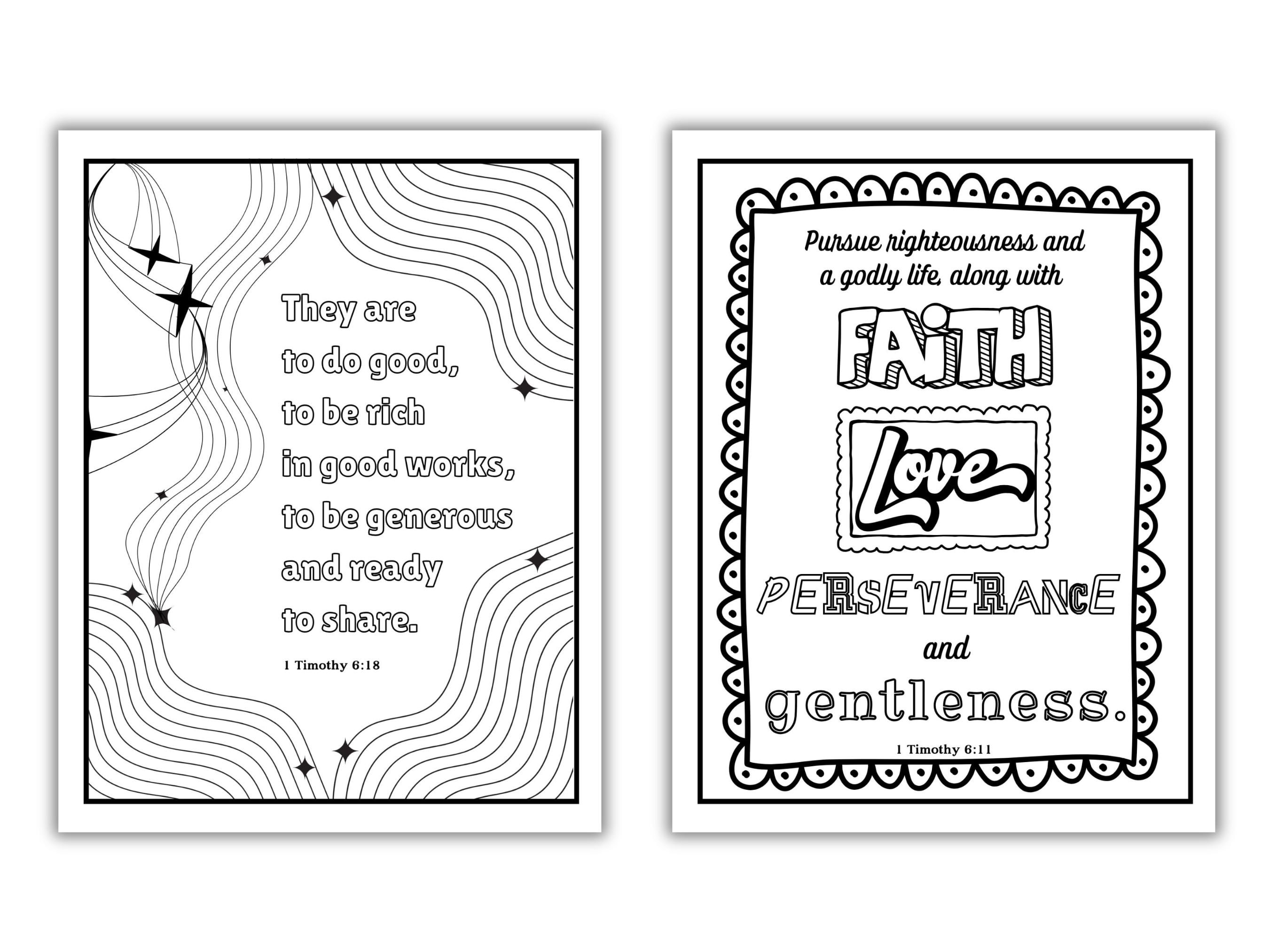 1 Timothy Scripture Coloring Pages: Sunday School Activities - Etsy