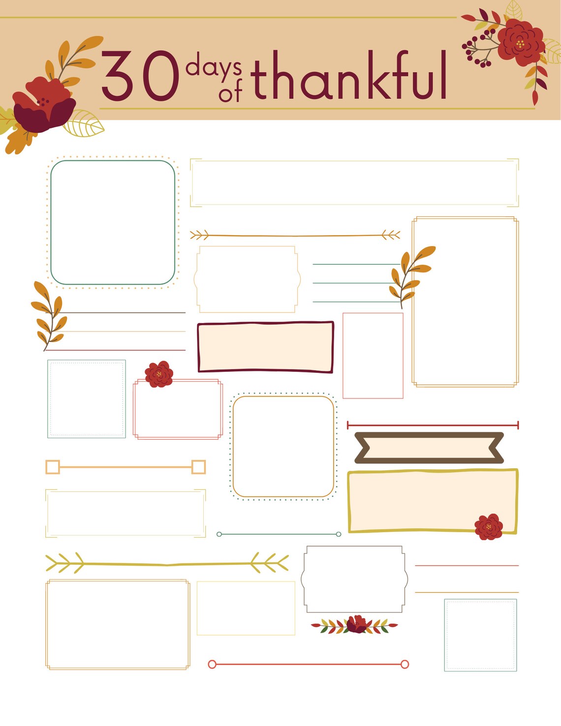 30 Days of Thankful Printable, Gratitude Prompts, Gratitude Journal - Etsy