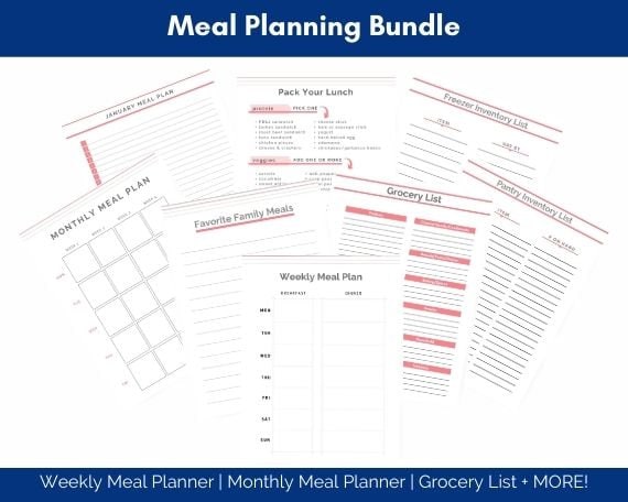 Meal Planning Bundle Monthly Meal Planner Weekly Meal - Etsy