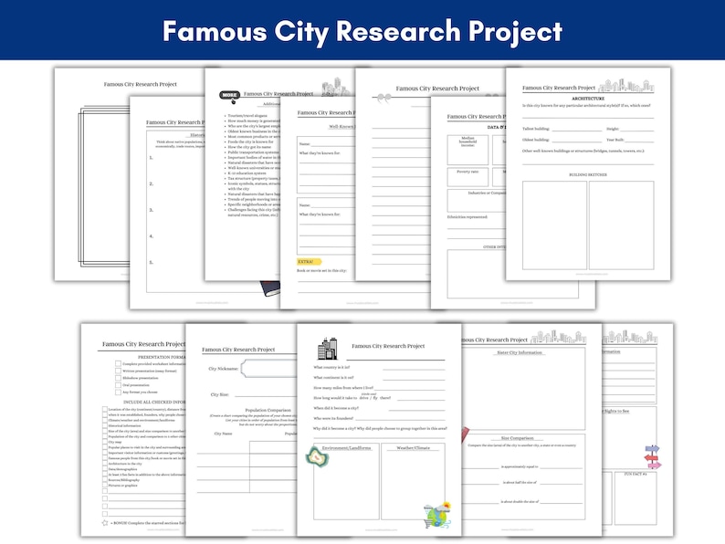 Famous City Research Project: Homeschool Unit Study (PDF Download) - Etsy