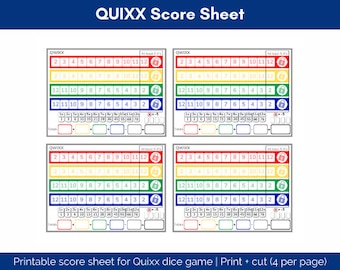 Printable Quixx Score Sheets Quixx Score Card Download - Etsy Australia