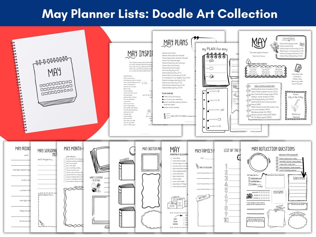May Planner Lists: Doodle Art Inspired Planner - Etsy