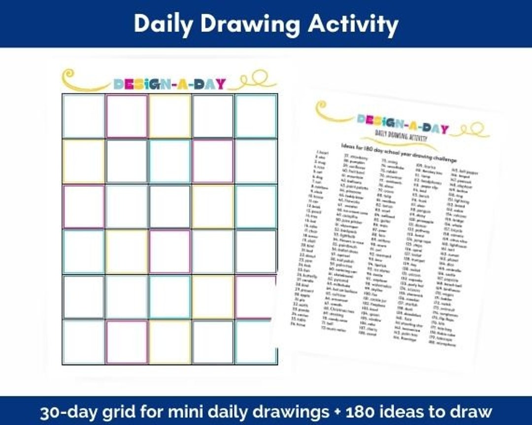 Daily Art Activity, 30-day Drawing Challenge, Miniature Daily Drawing ...