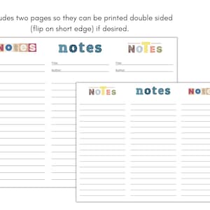 Book Notes Bookmarks, Note-taking Printable Bookmark - Etsy