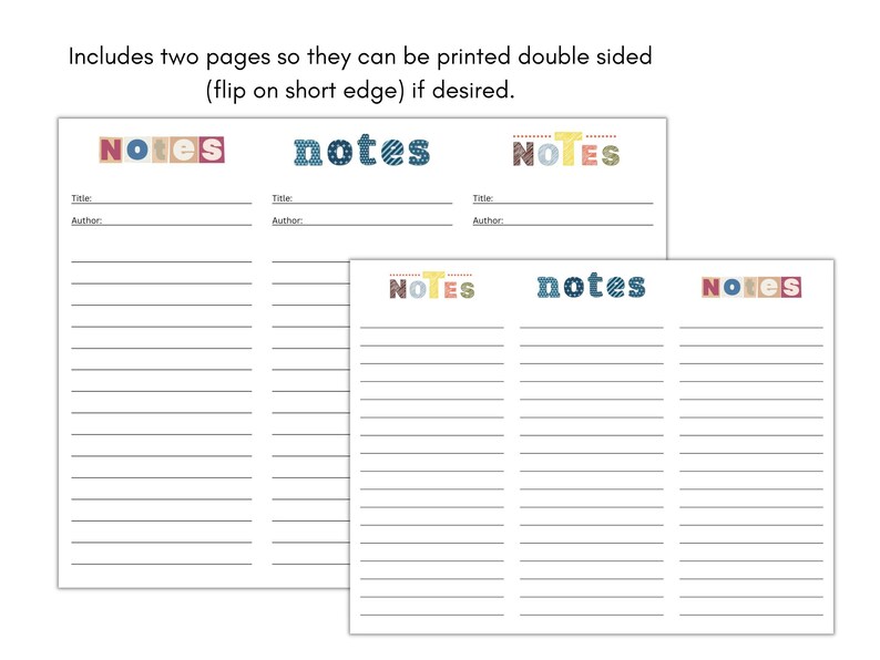 Book Notes Bookmarks, Note-taking Printable Bookmark - Etsy