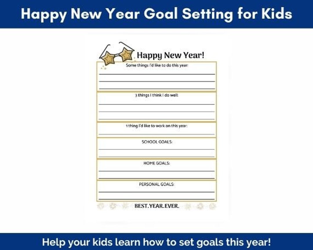 Happy New Year Goal Setting Printable for Kids - Etsy