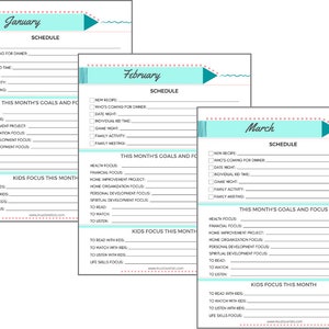 Monthly Focus Lists | Goal List | Monthly Schedule | Monthly Activities ...
