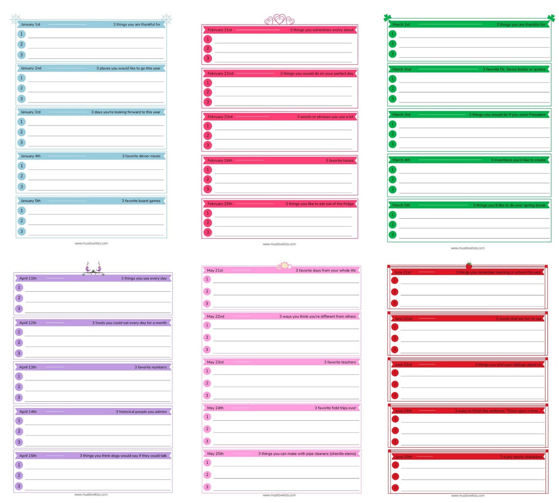 Daily Journal for Kids, 365 Journal Prompts for Kids, Kids Daily ...