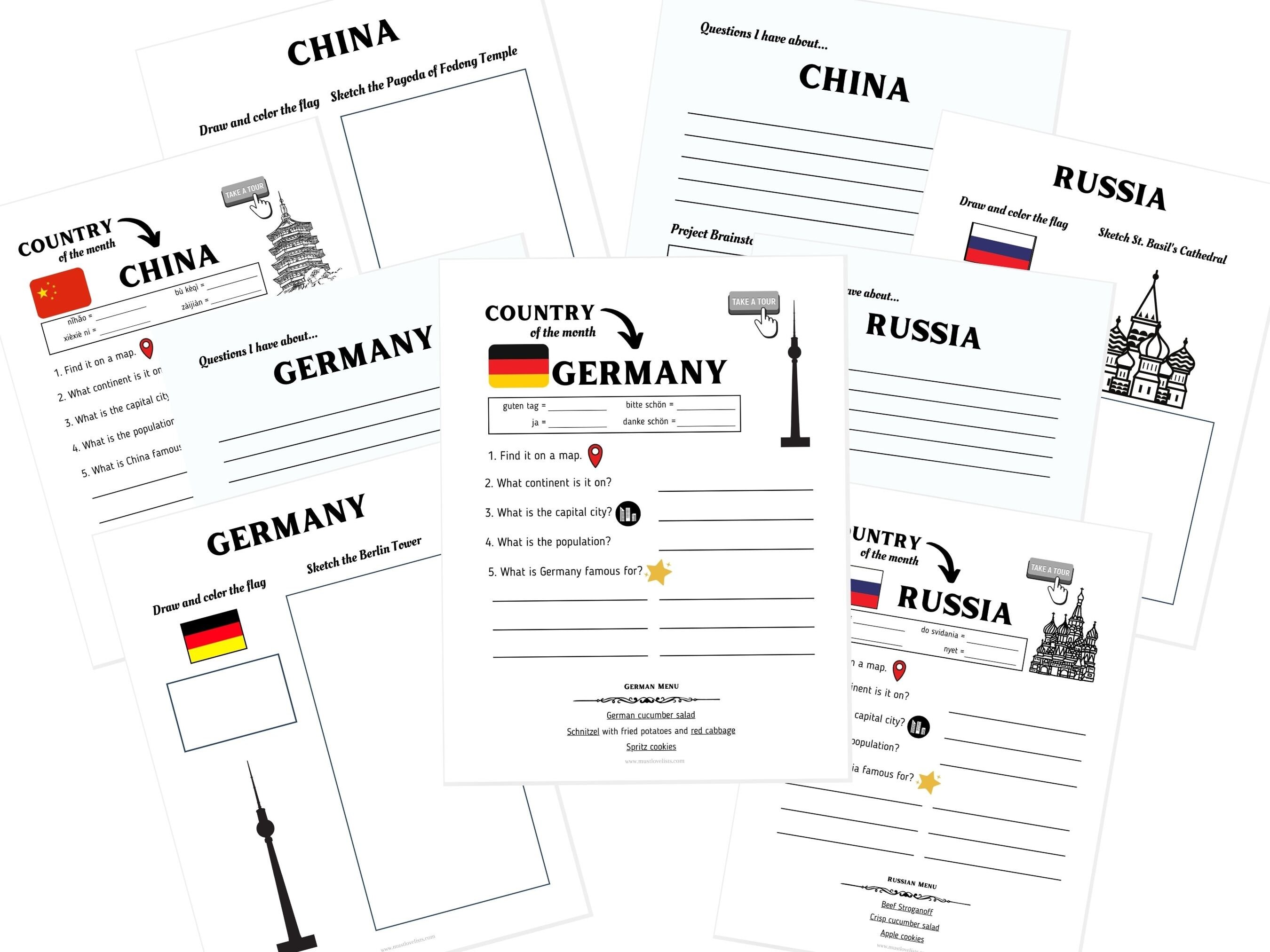 Country of the Month Printables, Countries of the World Mini-unit ...