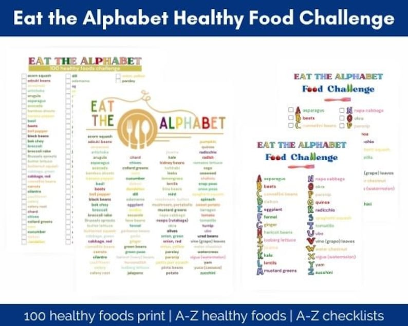 Eat the Alphabet Healthy Food Challenge: A-Z Printable List (digital ...