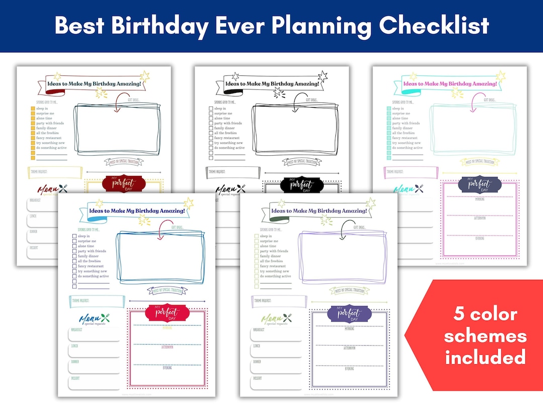 Birthday Planning Checklist: Wish List & Menu (digital Download) - Etsy