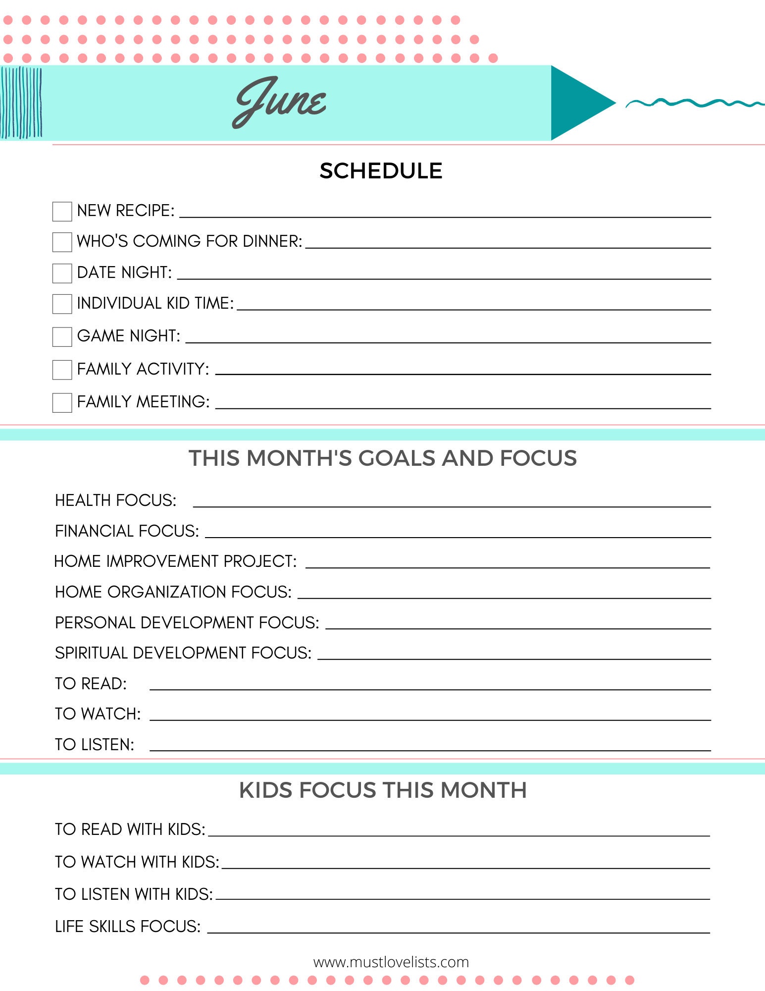 Monthly Focus List Bundle: Goal Planner (PDF Download) - Etsy