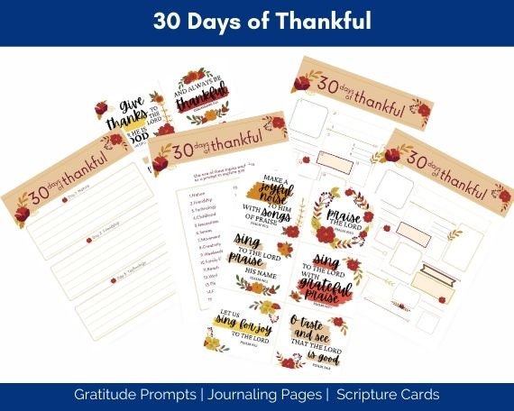 30 Days of Thankful Printable, Gratitude Prompts, Gratitude Journal - Etsy