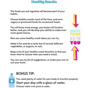 Healthy Snack List for Kids, Healthy Eating Cheat Sheet - Etsy
