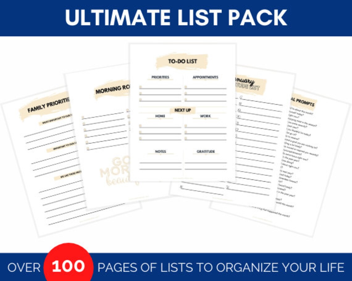 Ultimate Organizing List Pack, Household Lists, Favorites Lists, To-do ...