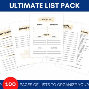 Ultimate Organizing List Pack, Household Lists, Favorites Lists, To-do ...