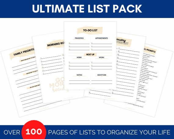 Ultimate Organizing List Pack, Household Lists, Favorites Lists, To-do ...