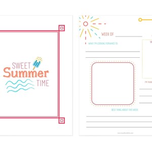 Sweet Summer Time Kids Journal Pages, Summer Reading Log, Weekly ...
