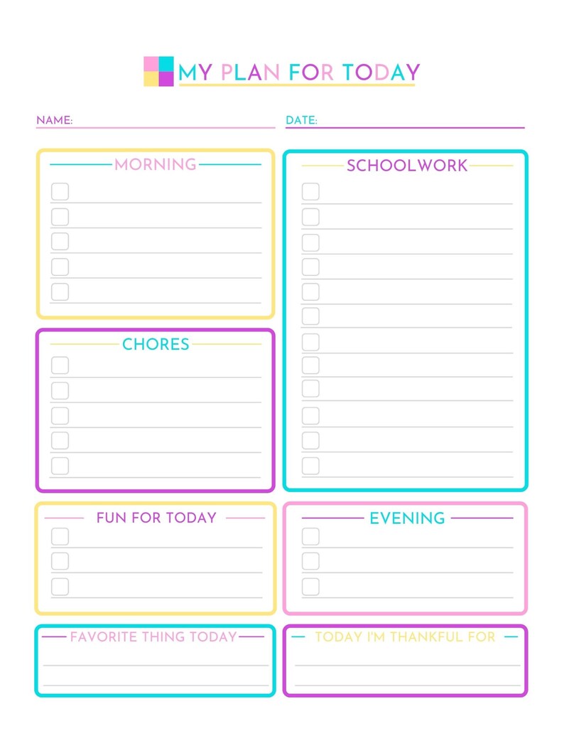 Pastel Daily Planner Page for Girls (PDF Printable) - Etsy