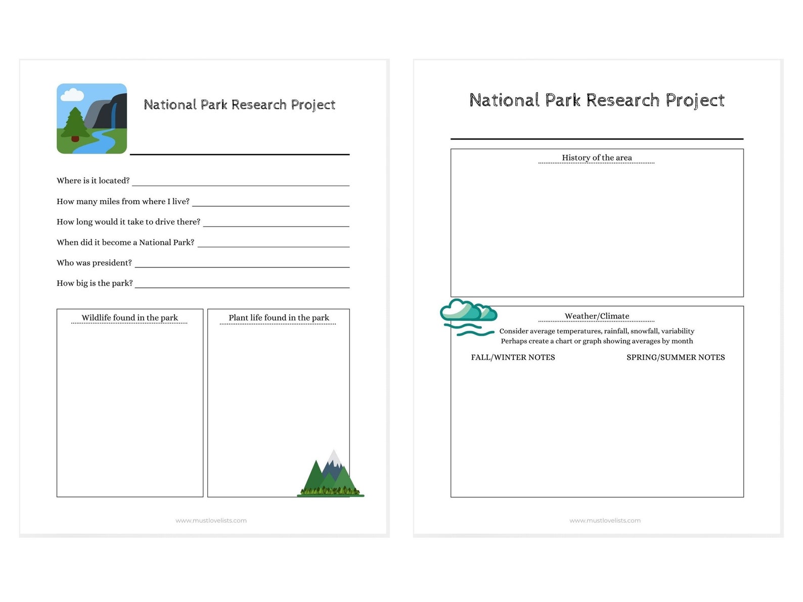 National Park Research Project: Homeschool Learning (PDF Download) - Etsy