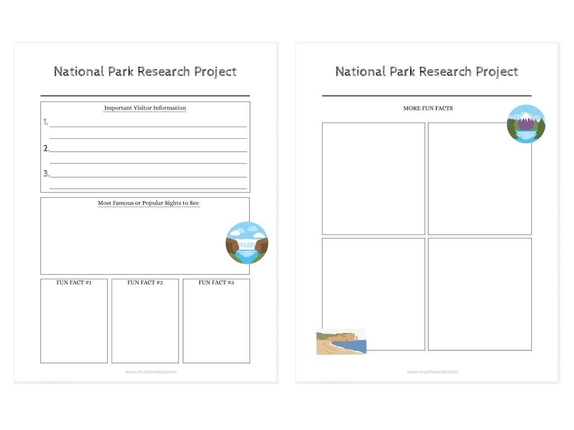 National Park Research Project, Homeschool Research Project, U.S ...
