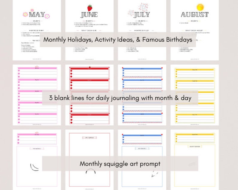 Colorful Daily Journal Pages | Daily 3 Journal | Daily 3 Priorities - Etsy