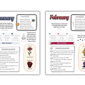 Monthly Fun Facts Sheets & Cards (digital Download) - Etsy